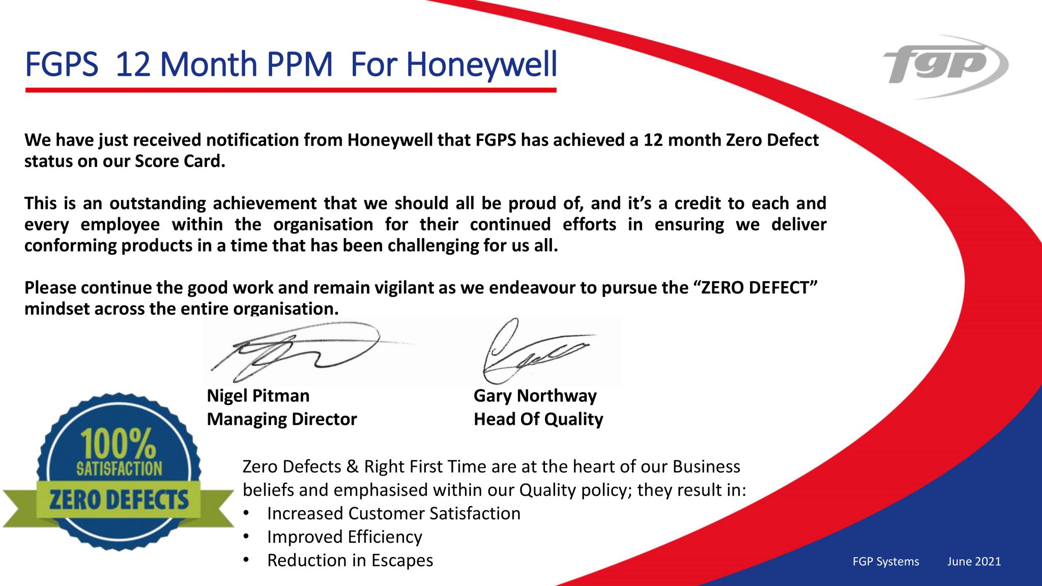 FGPS Zero Defects - FGP Group News